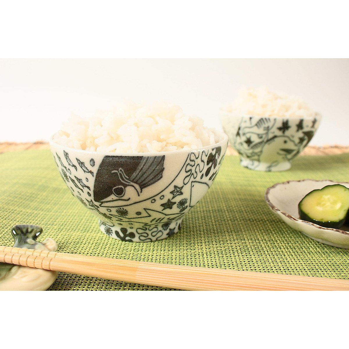 Mino ware Japanese Ceramics Rice Bowl Sea Creatures Matte Finish made in Japan (Japan Import) GBC003