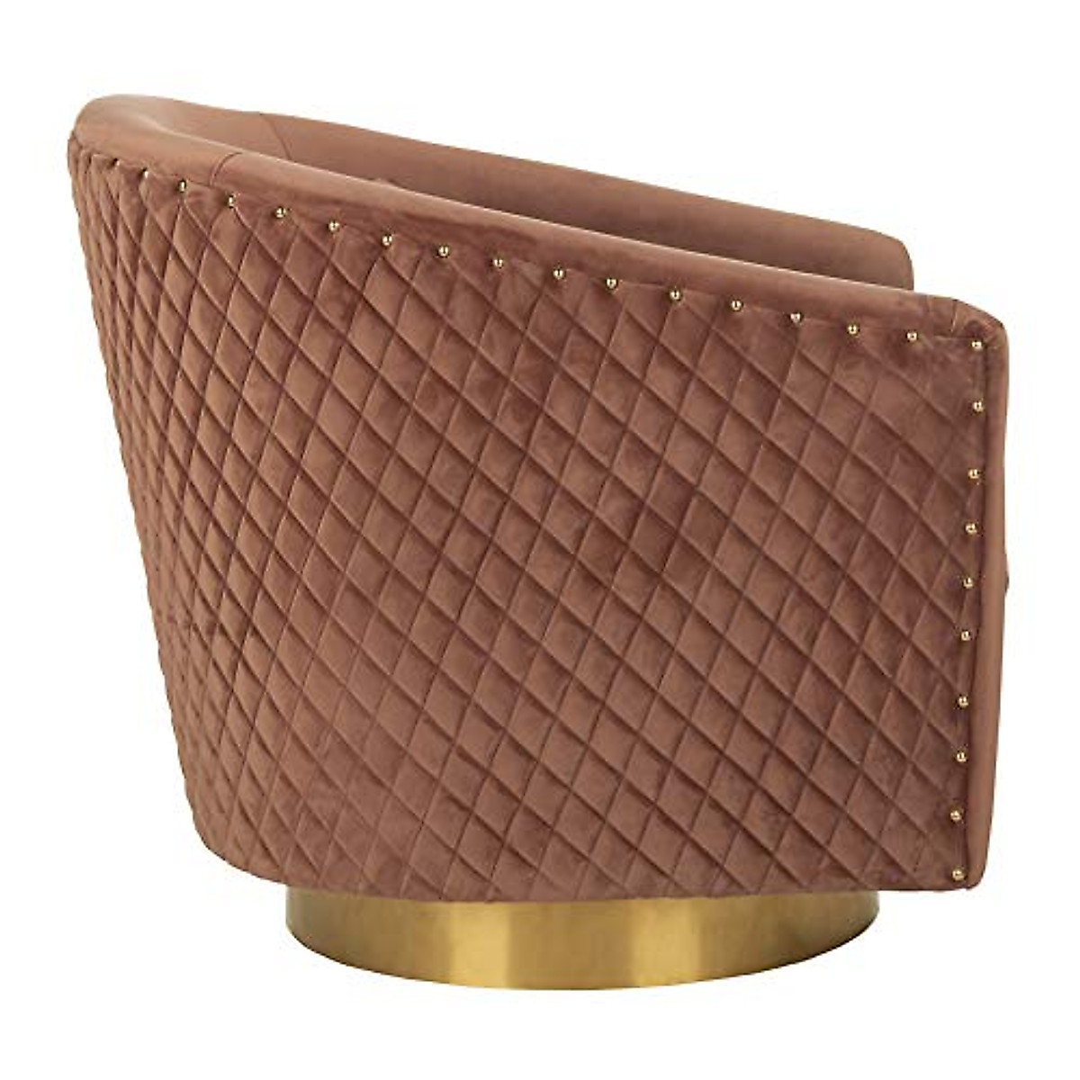 Safavieh Couture Home Clara Glam Dusty Rose Pink Velvet Quilted Swivel Tub Chair