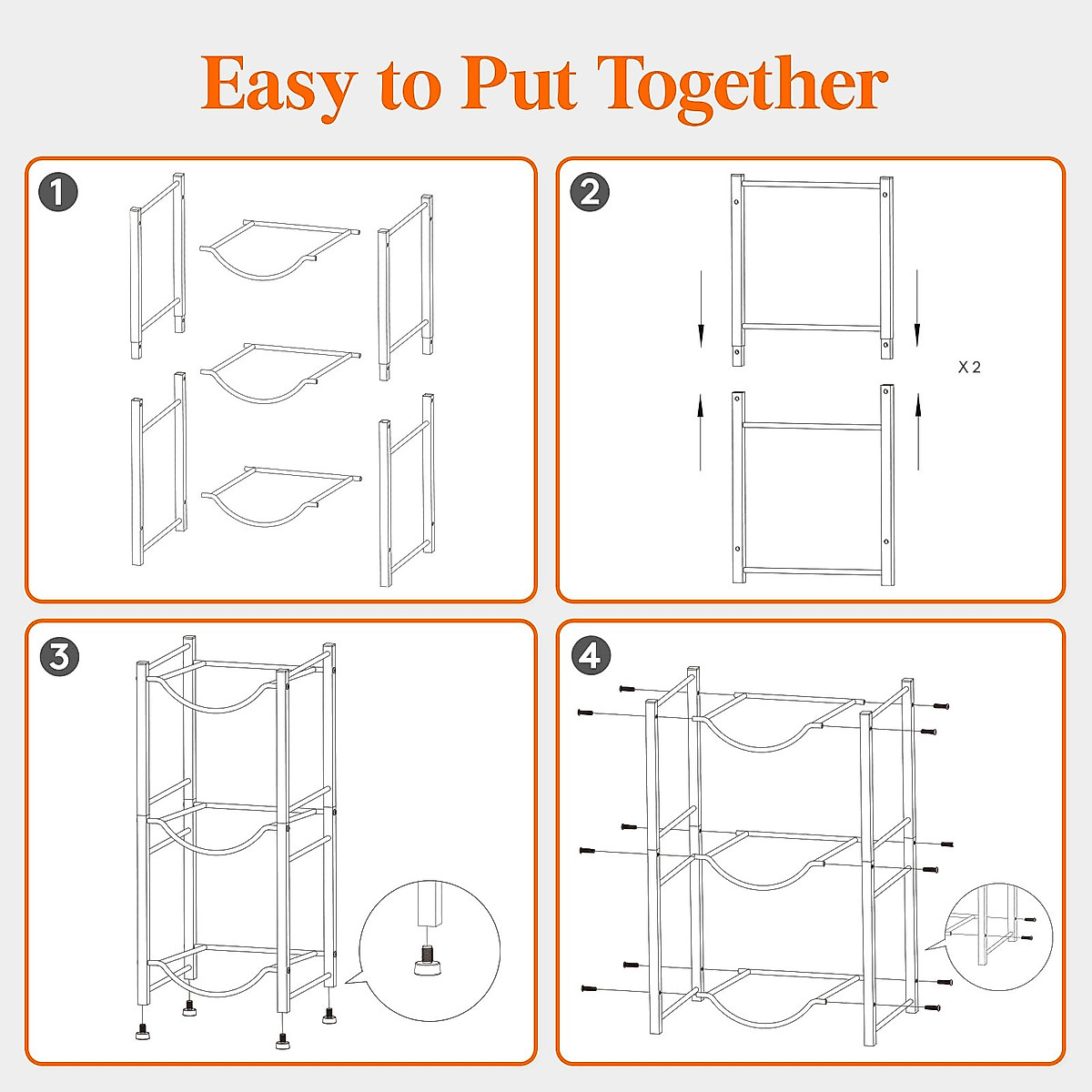 Lifewit 5 Gallon Water Jug Holder, 3 Tier Water Bottle Stand, Heavy Duty Water Dispenser Rack with 3 Slots for Gallon Jugs, Detachable Water Storage Shelf Organizer for Home Living Room Office, Black