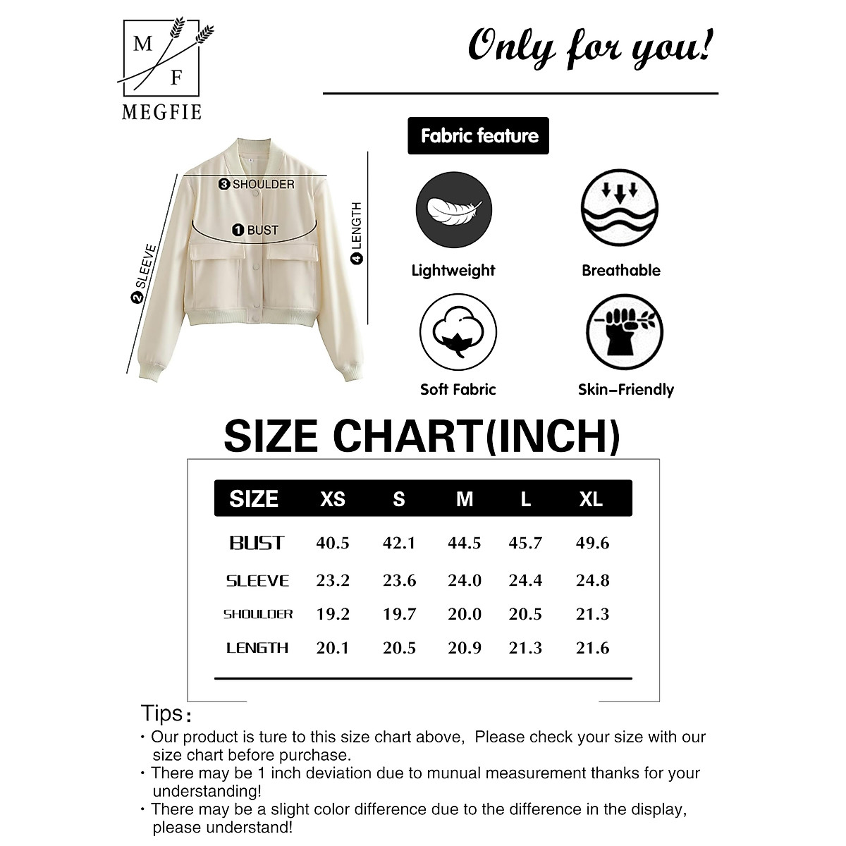 Megfie Womens Cropped Bomber Jacket Button Down Varsity Jackets Shackets With Pockets(0394-DarkBlue-M)