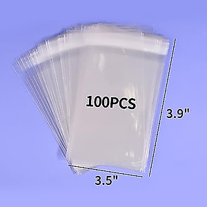 Ghims 100PCS Clear Cellophane Bags, Cellophane Treat Bags, Clear Gift Bags, 1.4 mils Thick Self Sealing OPP Cello Bags for Bakery Cookies Goodies Favor Decorative Wrappers (3.9" x 5.9")
