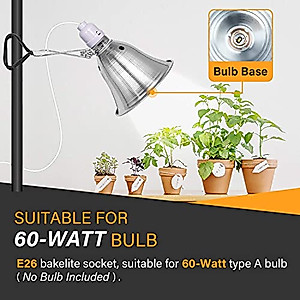 Simple Deluxe Clamp Lamp Light with 5.5 Inch Aluminum Reflector up to 60 Watt E26 Socket (no Bulb Included) 6 Feet 18/2 SPT-2 Cord,Silver and White,1 Pack