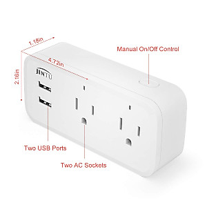 JINTU Smart Plug,Smart Outlet Home Wifi Dual Two USB Plug Compatible with Alexa, Google, IFTTT for Smartphone, Voice Control, Remote Control,No Hub Required,Overload Protection