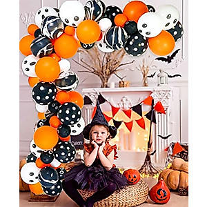 Halloween Balloon Arch Garland Kit, 103pcs 16" BOO Fiol Balloons 12" 5" Horrible Ghost Eyeball Orange Black White Latex Balloons Garland for Halloween Day Decorations Halloween Party Supplies
