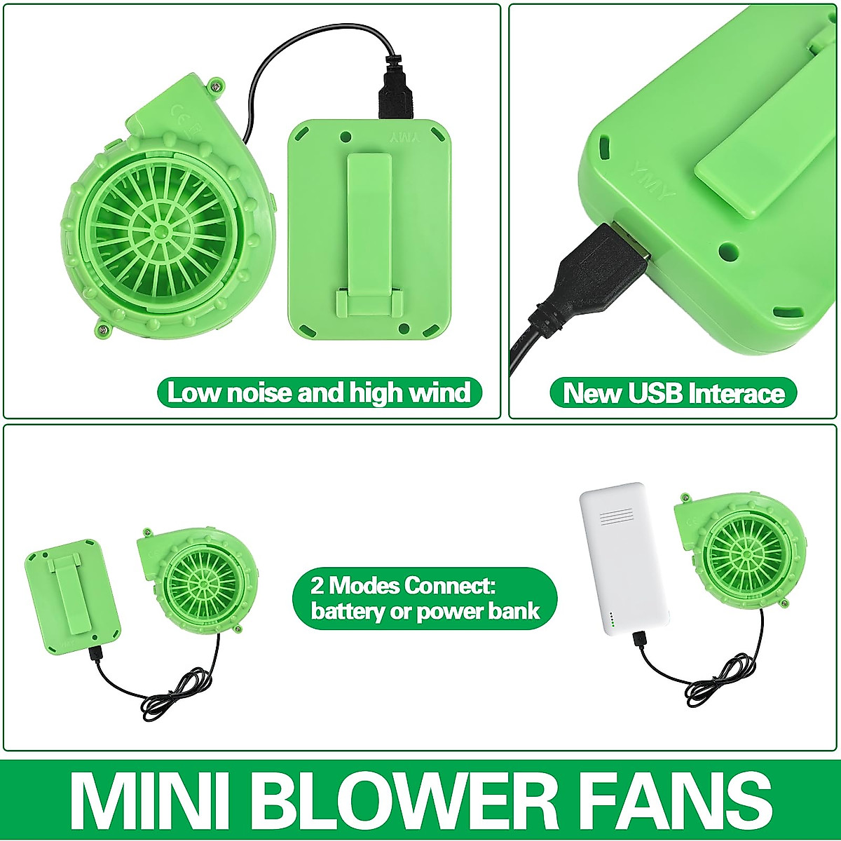 Wittocs Costume Fan Green Mini Blower Fan for Dinosaur Inflatable Costume Blow up Costumes Fan Halloween Christmas Cosplay Inflatable St Patricks Day Costume Clothing Suits