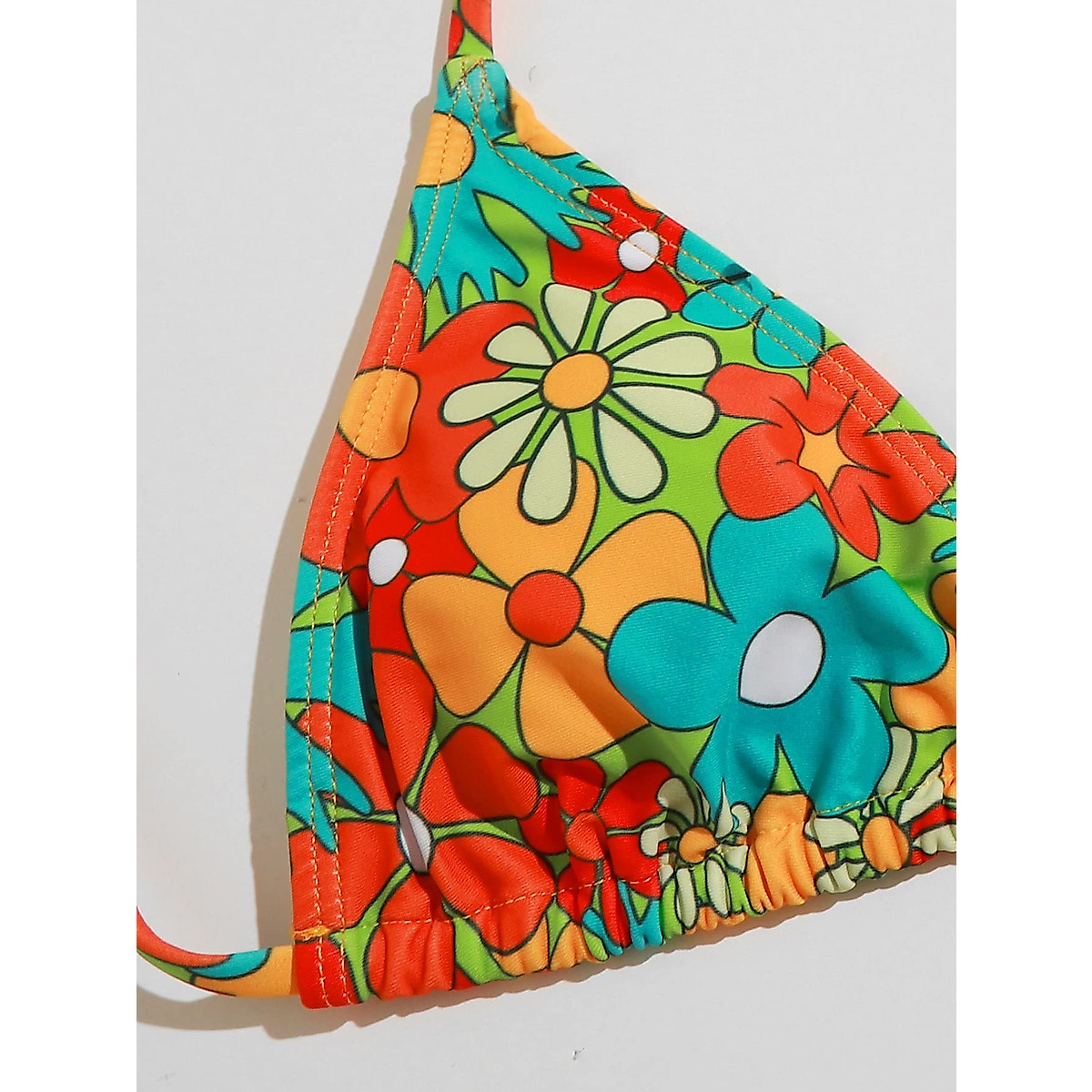 SOLY HUX Women's Floral Print 2 Piece Swimsuits Bikini Set Halter Triangle Swimwear Sexy Bathing Suit