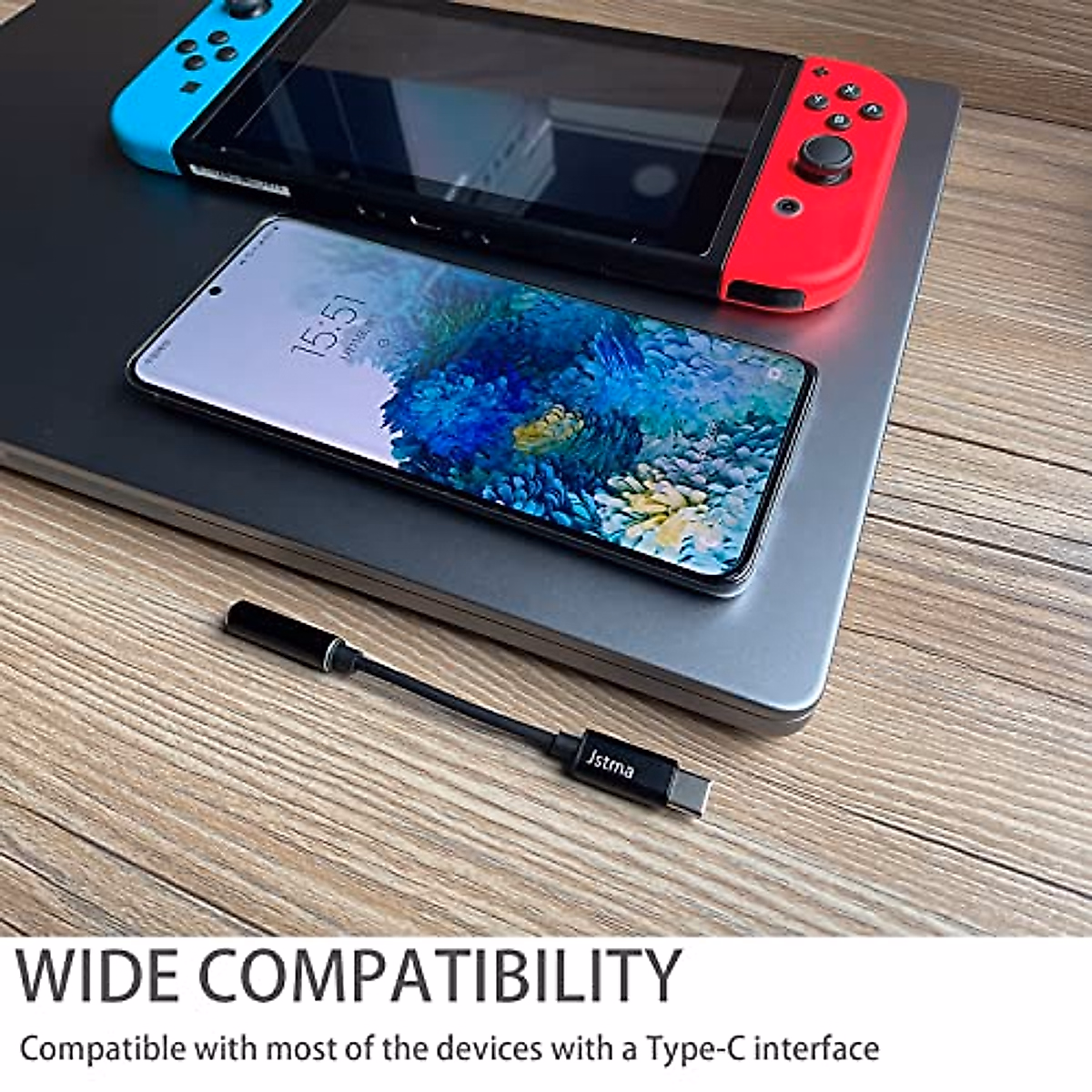 jstma USB C to 3.5mm Audio Jack Adapter 32Bit Audio HiFi DAC Amplifier Converter Support High-impedance Headphones for Windows MacOS Android Phones Switch PS Xbox (Black)