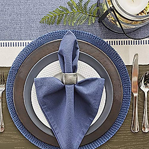 DII Dobby Stripe Woven Table Runner, 13x72-inch, French Blue
