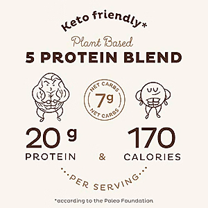 KOS Plant Based Protein Powder, Chocolate USDA Organic - Low Carb Pea Protein Blend, Vegan Superfood with Vitamins & Minerals - Keto, Soy, Dairy Free - Meal Replacement for Women & Men - 15 Servings