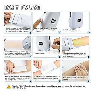 Waxkiss Roll On Wax Kit, Waxing Kit For Hair Removal with 2 Soft Wax Cartridge 12pcs Wax-removing wipes and 100pcs Wax Strips, Professional Wax Heater Machine for Sensitive Skin