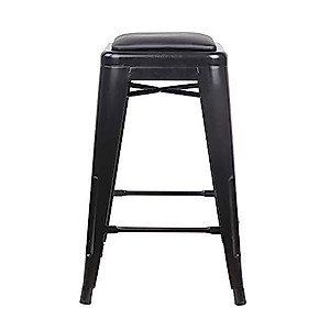 GIA 24-Inch Backless Counter Stool, Qty of 1, Matte Black with Black Vegan Leather Seat