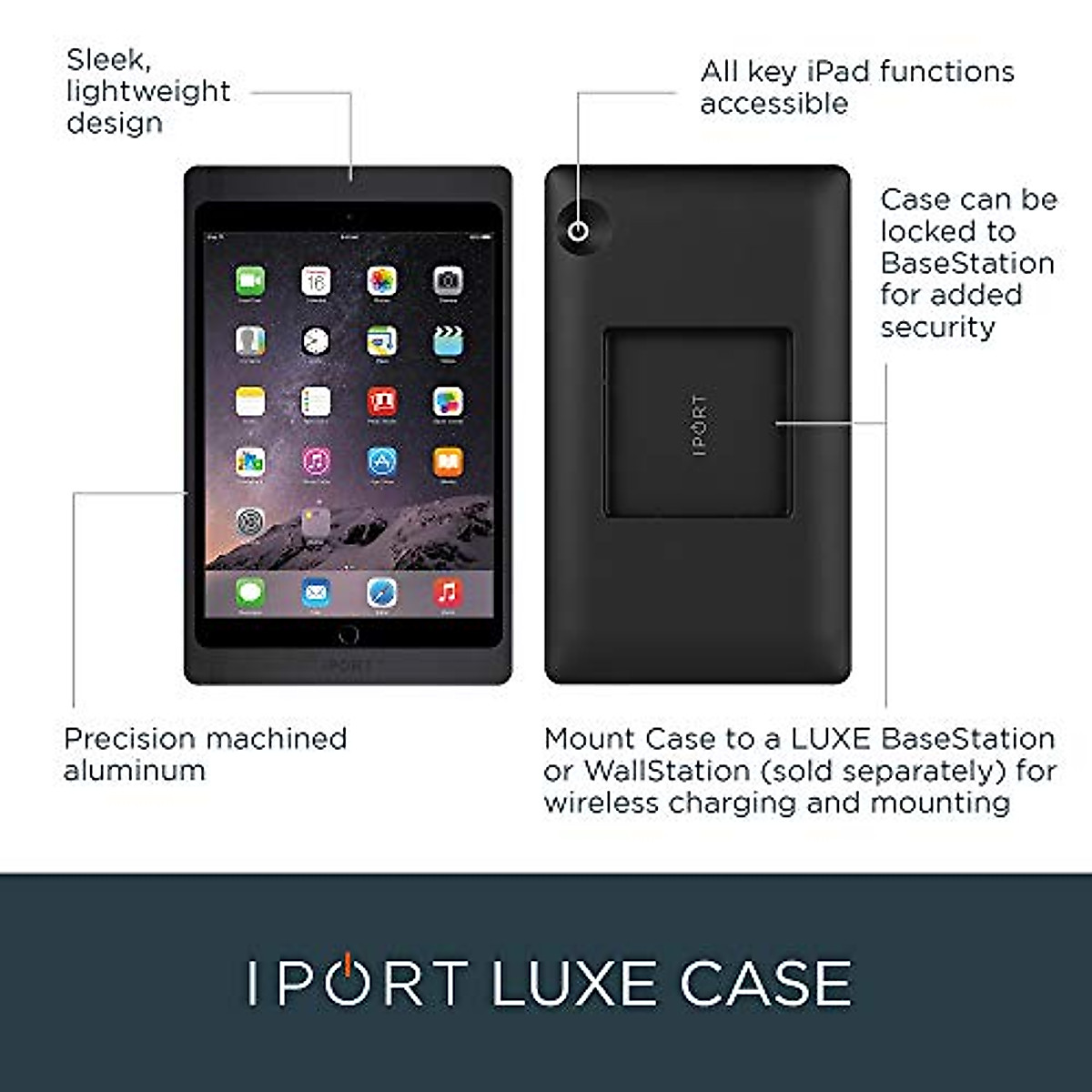 iPort Luxe (LuxePort) Case iPad Case - Compatible with iPad 9.7 6th gen, iPad 9.7 5th gen, iPad Pro 9.7, iPad Air 2, and iPad Air - Black, (71012)