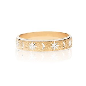 Miabella 925 Sterling Silver Italian Moon and Star Eternity Band Ring Jewelry for Women Men Choice of White or 18K Yellow Gold Over Silver (Two-tone, 6)