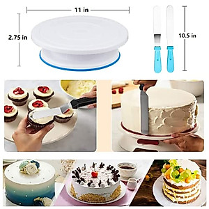 ANSLYQA 93 Pcs Cake Decorating Kit with Cake Turntable,Cake Leveler,24 Numbered Icing Tips,2 Spatulas,2 Coupler,3 Comb Scrapers,Flower Nail & Lifter Scissor,50 Disposable Pastry Bags