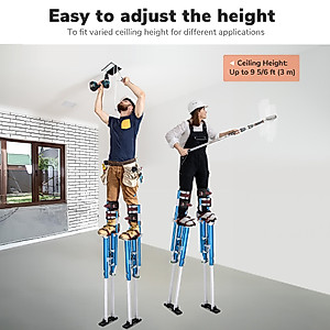 WeChef 50-64 inch Pro inch Drywall Stilts Height Adjustable Lifts Aluminum Tool Non slip for Cleaning Painting Pruning Branches Blue