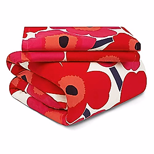 Marimekko - Queen Comforter Set, Cotton Bedding with Matching Shams, Lightweight Home Decor for All Seasons (Unikko Red, Queen)