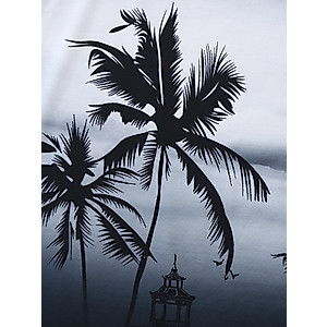 SOLY HUX Men's Tropical Print Sleeveless Tank Top Round Neck Summer Shirts Black and White Print M