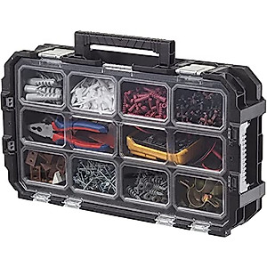Keter Mobile Hawk Cart and Stackable Tool Box System and Organizer with Telescopic Comfort Grip Handle - Perfect Organization and Storage Chest for Power Drill, Tape Measure, and Small Parts
