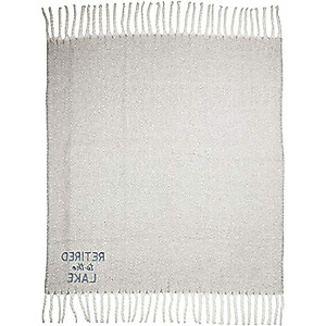 Pavilion Gift Company Lake-Blue 50x60 Inch Embroidered Text Throw Blanket Retirement Gift, Grey