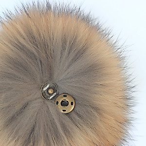 Fosrion 6.3" Diameter Big Raccoon Fur Pom Ball for Shoes Boots Hat Handbag Charms DIY Snap Button (Natural Raccoon)