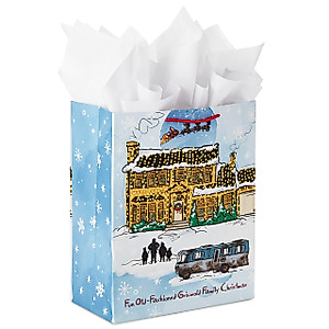 Hallmark 13" Large National Lampoon's Christmas Vacation Gift Bag with Tissue Paper ("Fun Old-Fashioned Griswold Family Christmas") for Kids, Dads, Grandparents, Friends