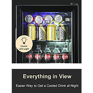 KRIB BLING Beverage Refrigerator 120 Can Freestanding Beverage Cooler with Adjustable Shelving Glass Door for Beer Soda or Wine Perfect for Home Office or Bar Black (KB03-FLB-60)