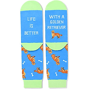 sockfun Funny Golden Retriever Gifts for Women Men, Novelty Golden Retriever Socks Silly Crazy Fun Socks