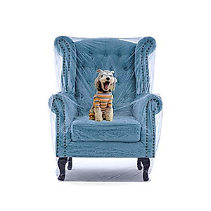 Swanna Plastic Recliner Furniture Cover – Clear Moving Bag for Couch, Heavy Duty Waterproof Cover Pets | Cat Scratching Protector,Plastic Chair Cover 42" BH x 25" AH x 36”W x 40”D (Armchair-1 Pack)