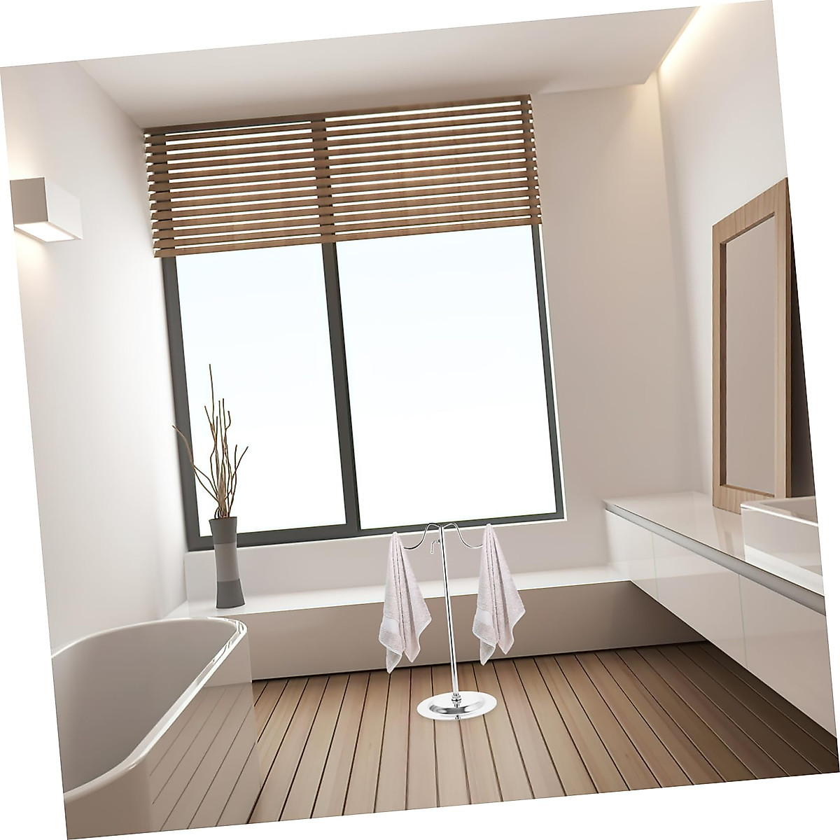 Anneome Bath Towel Rack Towel Rail Bag Rack Round Bottom Vertical Metal Hangers Bags Tower Hanger Dressing Table Kitchen Towel Rack Balance Stainless Steel No Punching