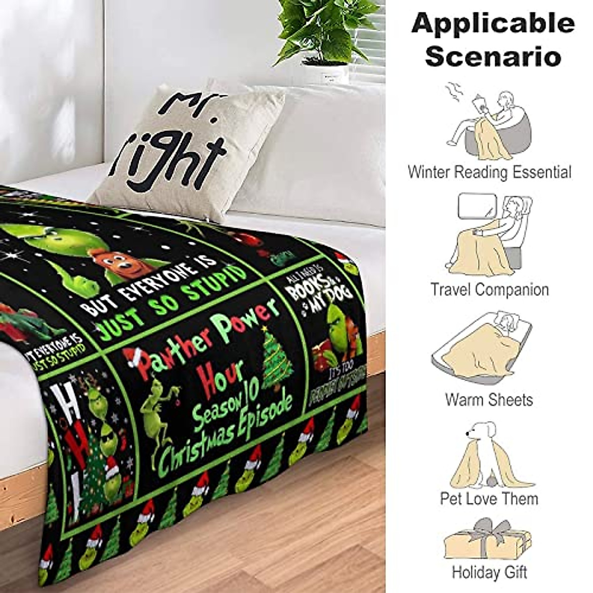 Ultra Soft Flannel Throw Blankets Christmas Party Decoration Blanket for Couch Sofa Living Room Kids Adults Gifts 60"x50"