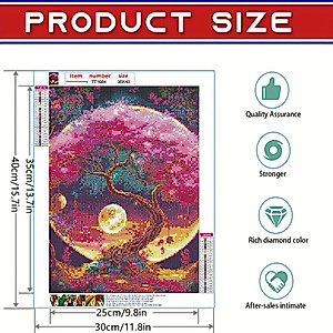 JFYHAB Moon Tree Diamond Painting Kits,Diamond Art Painting Kits for Adults,Full Round Drill Diamond Art Paint by Numbers Tree of Life Diamonds Gem Art Drill Home Decoration 12 * 16