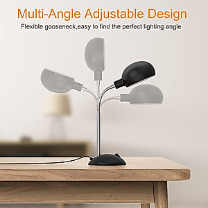 LEPOWER Metal Desk Lamp, Flexible Goose Neck Table Lamp, Eye-Caring Study Desk Lamp with E12 Lamp Base, Adjustable Desk Lamp for Living Room, Bedroom, Study Room and Home Office (Black)