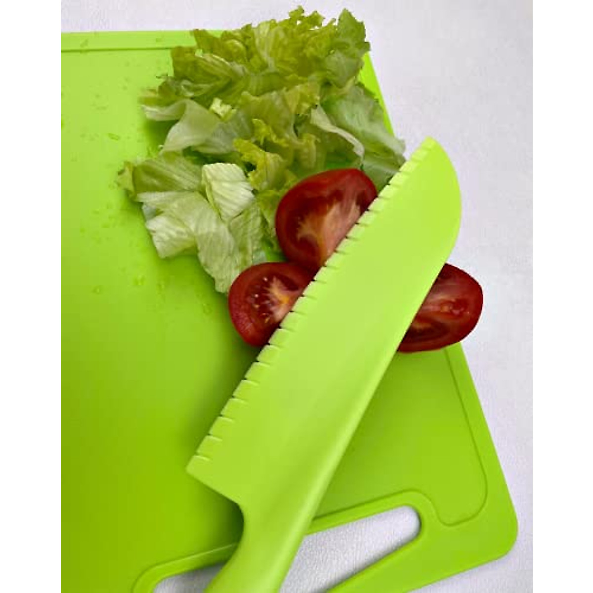 jawbush Professional Lettuce Knife, 11" Serrated Salad Knife for Veggies, Fruit, Bread, Cake, Salad, Plastic Kitchen Nylon Knife for Cooking and Cutting to Prevent Browning, Warm Xmas Gift, Green