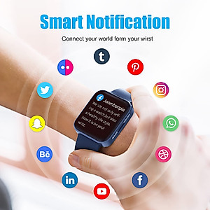 Joombonpia Smart Watch for Android Phones iPhone Compatible 1.71''Touch Screen Fitness Tracker with Heart Rate Blood Oxygen Sleep Monitor IP68 Waterproof Smart Watches for Men(Blue)