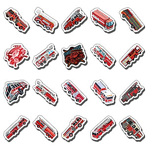 GOLEEX 20 Pack Pcs Waterproof Vinyl Fire Truck Department Sticker Items Fireman Firefighter Decal Stickers Bulk for Adults Men Women Labels Scrapbooking Souvenir Birthday Gifts