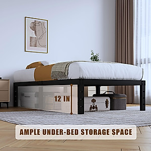 SHOANED Twin Metal Bed Frame - 14 Inch Tall Heavy Duty Bedframe Black Basic Steel Slats Platform No Box Spring Needed/Easy Assembly/Noise Free