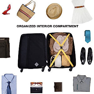 Tripcomp Luggage Sets Wear-Resistance Hardside Lightweight Suitcase Double Spinner Wheels, TSA Lock,Two Hooks, Scratch-resistant Carry-on, 3 Piece Set(20/24/28) (Bright yellow)