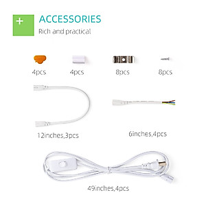 SUCUAYEO (4 Pack) 2FT LED Shop Light, 20W 2500lm 6000K Clear Cover, V-Shape, Linkable T8 LED Light Fixture and Under Cabinet Lights, Corded Electric with Built-in ON/Off Switch