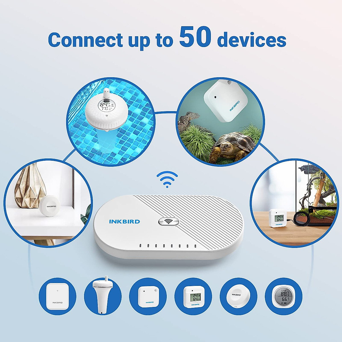 INKBIRD Wireless Pool Thermometer and WiFi Gateway Combo, with IBS-P01R Floating Thermometer for Swimming Pool, IBS-M1 WiFi Gateway Supports Wireless Thermometer Connection with Export Data