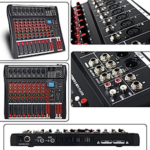 FULODE CT-80S Professional audio mixer 8 Channel with MP3 Player+Bluetooth U disk 48V Phantom Power Source USB recording
