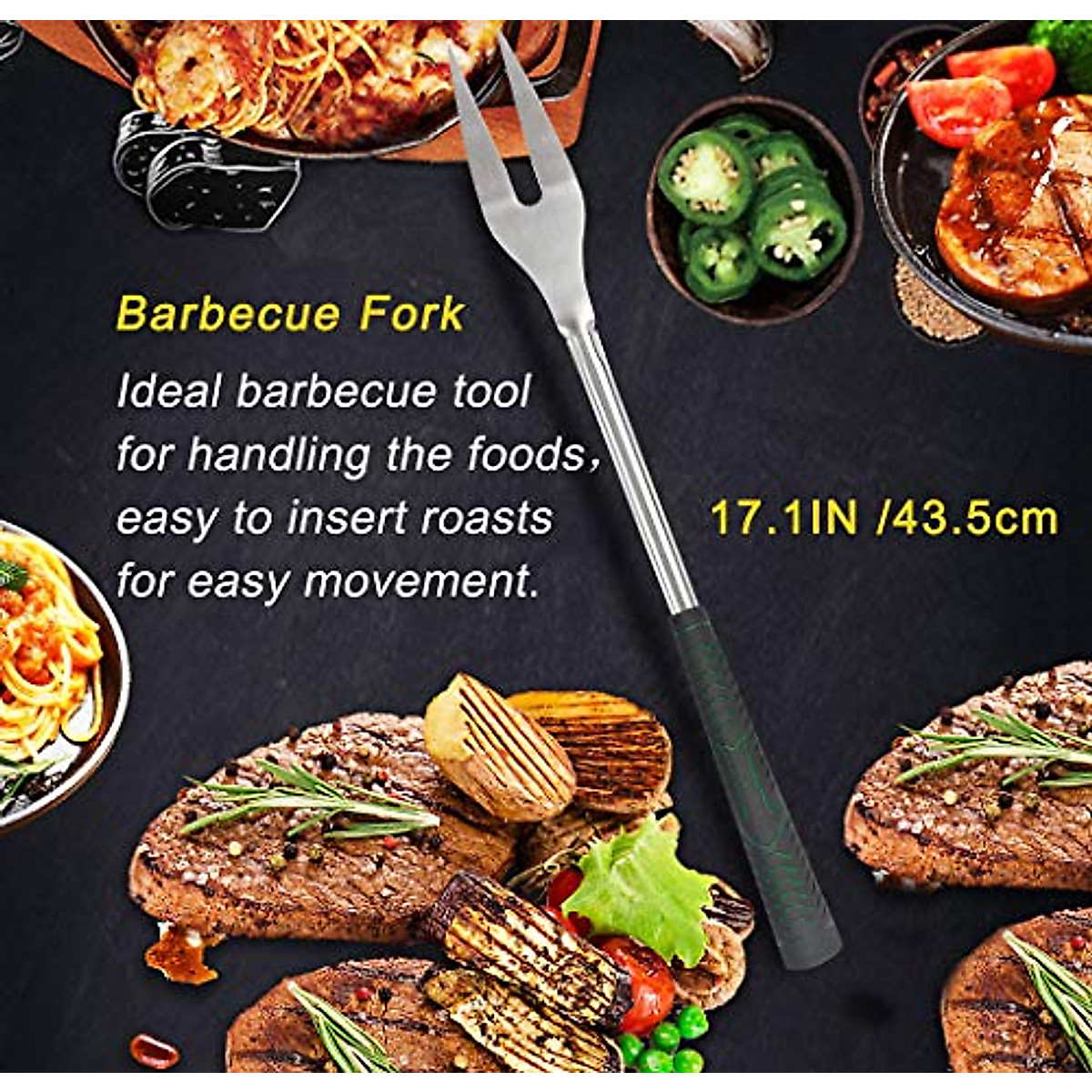 POLIGO 7PCS Golf-Club Style BBQ Tools Grilling Tools with Rubber Handle - Stainless Steel Grilling Accessories for Outdoor Grill Set Premium Grill Utensils Set Christmas Birthday Gifts for Dad Men