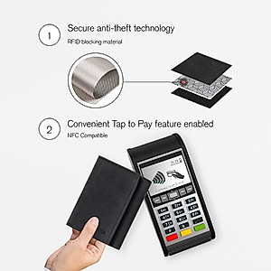 ESTALON Leather Trifold Wallet For Men with RFID Blocking - Men's Trifold Wallet with 9 Credit Card Slots 2 ID Window - Gifts For Men, Him (Black Hunter)