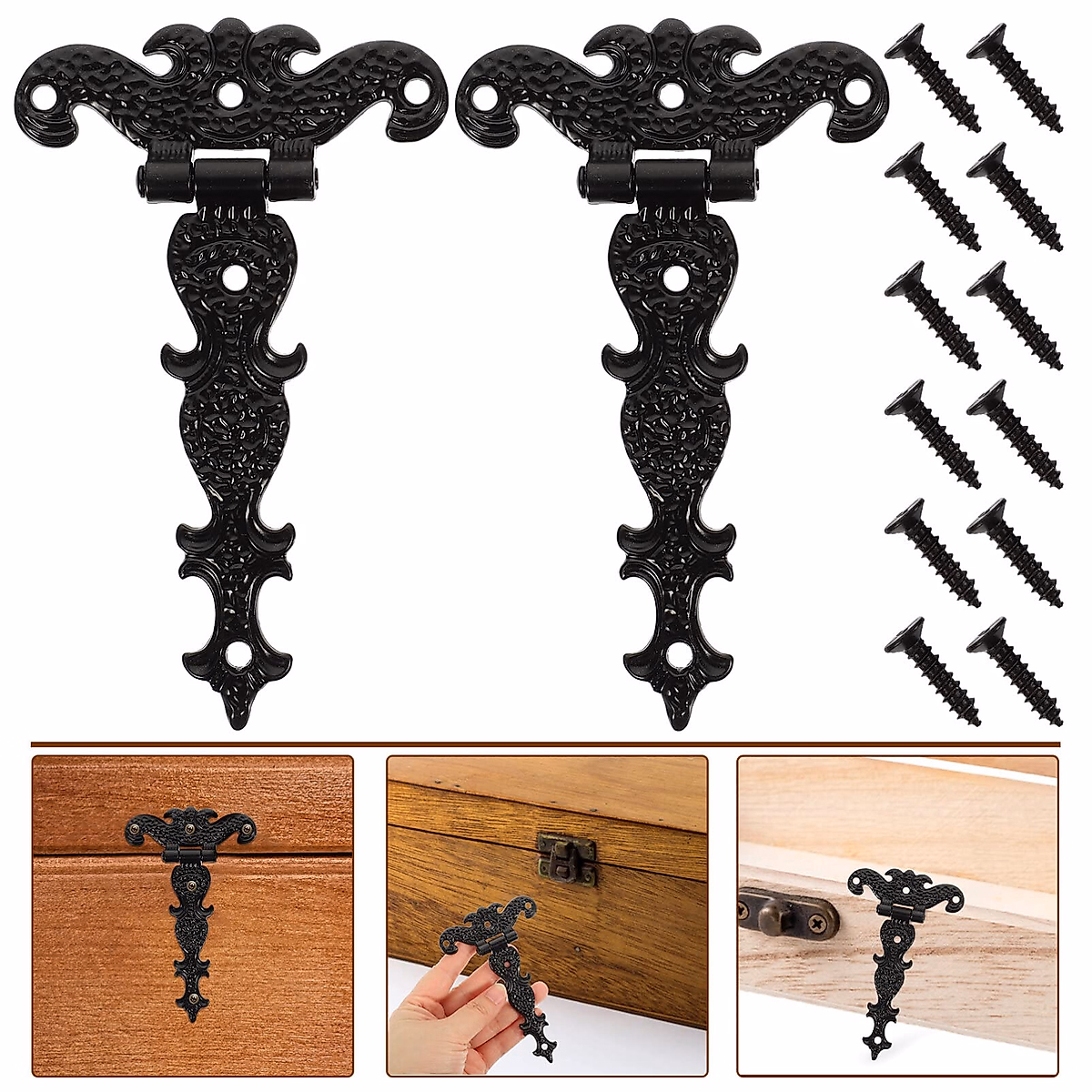 2pcs T-Shaped Door Hinge Hinges Outdoor Gate Hinges for Wooden Fences Heavy Duty Black Hinges Gate Hardware for Wooden Fences Heavy Duty Fence Gate Kit Barn Door Hinges