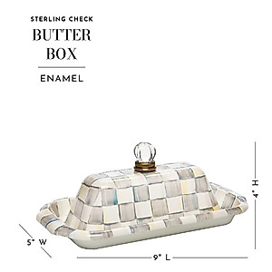 MacKenzie-Childs Sterling Check Enamel Butter Box, Cute Lidded Butter Dish