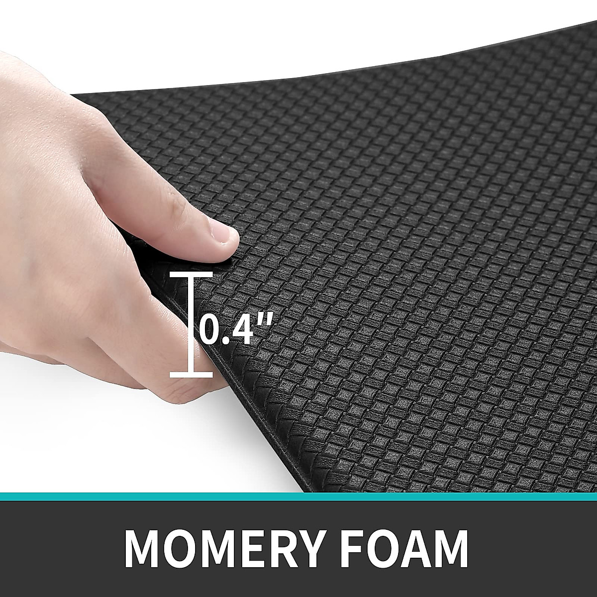 DEXI Kitchen Rugs Anti Fatigue Cushioned Comfort Standing Mats 2 Pieces Set Waterproof Runner Mats Easy to Clean 17"x59"+17"x79" Black