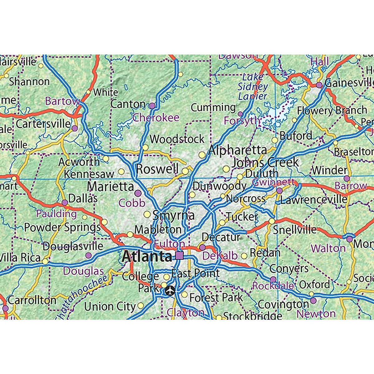 Georgia State Poster Map - 16.5 x 20.4 Inches - Paper Laminated