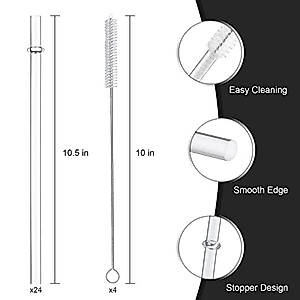 24 Pcs, Highly Clear Reusable Straws with 4 Straw Brushes, 10.5 in Long Hard Plastic Drinking Straws, Transparent Replacement Straws for 16OZ-32 OZ Tumblers, Cups, Jars, YETI, Starbucks - BPA FREE