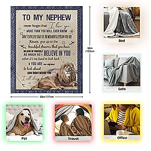 Julazy Nephew Gifts from Auntie 60"×50" Blanket, Nephew Gifts for Graduation, Birthday Gifts for Nephew from Aunt, Unique Gift for Nephew from Uncle, Best Gifts Idea for Nephew