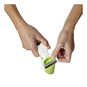 Kuhn Rikon Click-N-Curl Spiralizer Set with Swiss & Julienne Peelers, White/Orange/Green