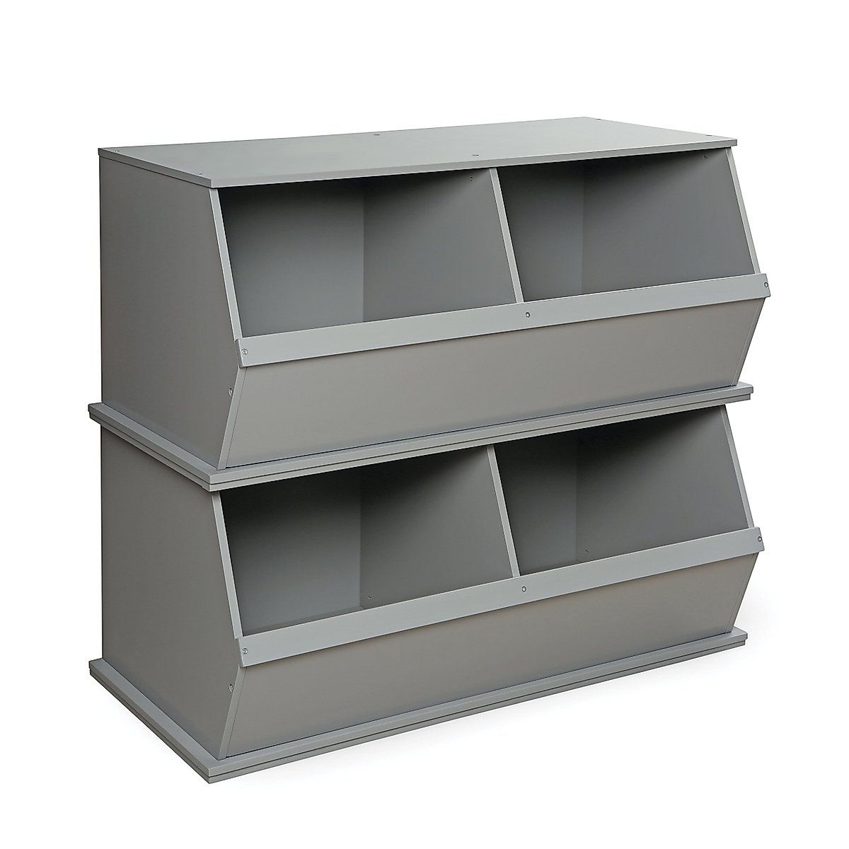 Stackable Wooden 2 Bin Open Storage Toy Organizing Cubby